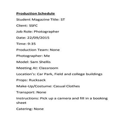 Production schedule | DOCX