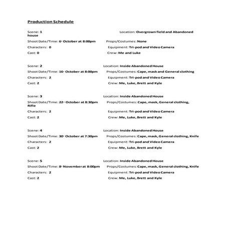 Production schedule | PDF