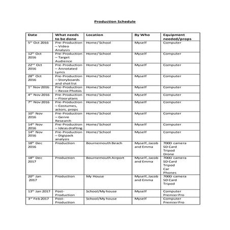 Production schedule | PPTX