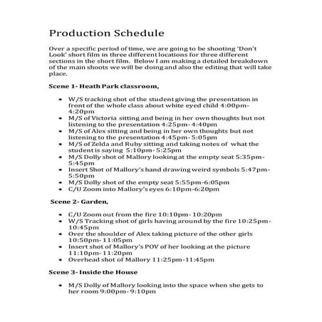 Shooting schedule | DOCX