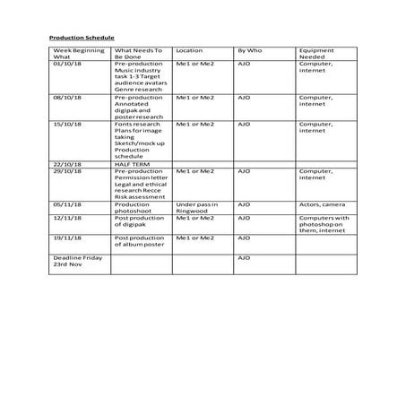 Production schedule | PPTX
