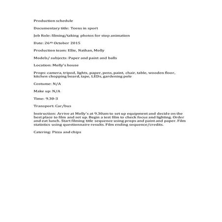 Production schedule 5 | DOCX