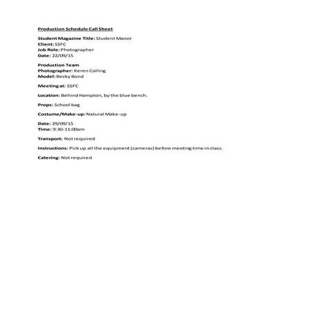 Production schedule for grm | DOCX
