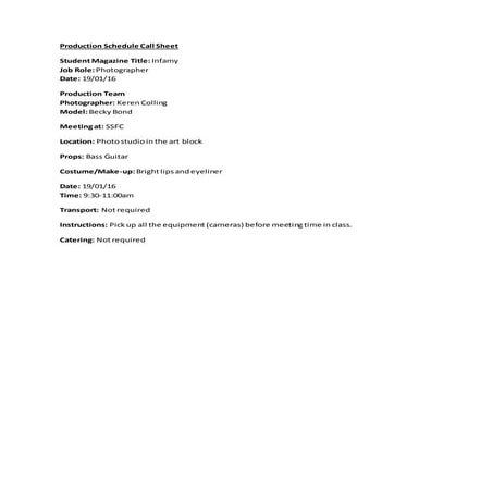 Call Sheet | DOCX