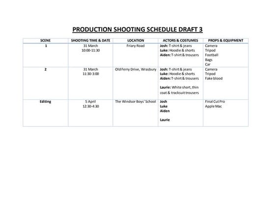 Production schedule final draft | DOCX