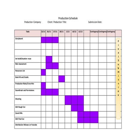 Pre Production Schedule | DOCX