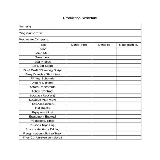 Production schedule part 1 | PDF