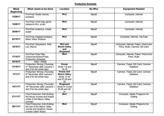Production Schedule | DOCX