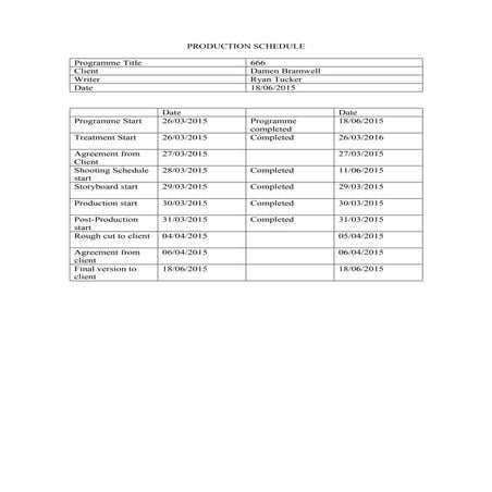 Production schedule template 1 | DOC