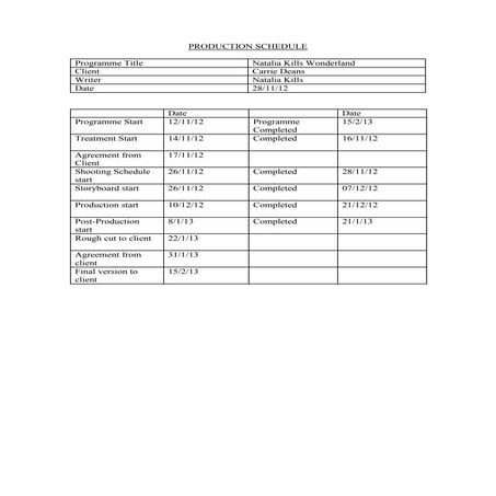 Production schedule 1 | DOC