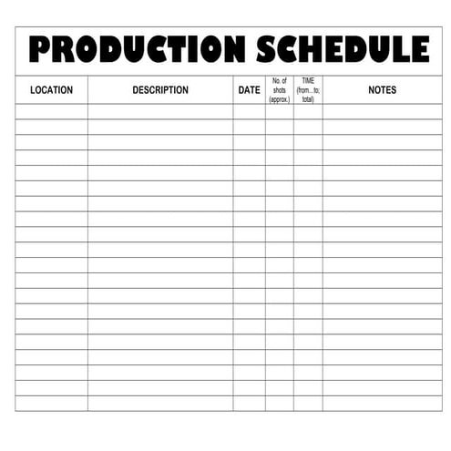Production schedule template mvid | DOC