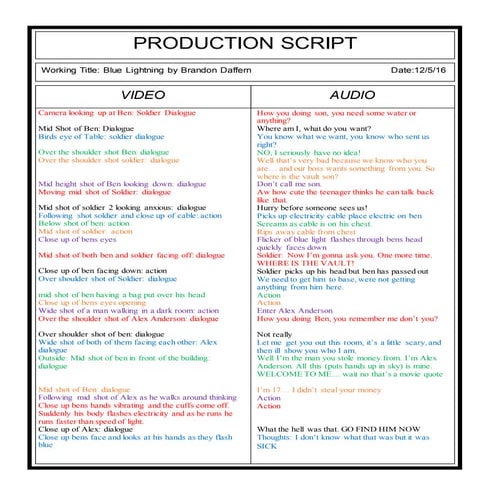 Production script | DOCX | Screenwriting | Content Production