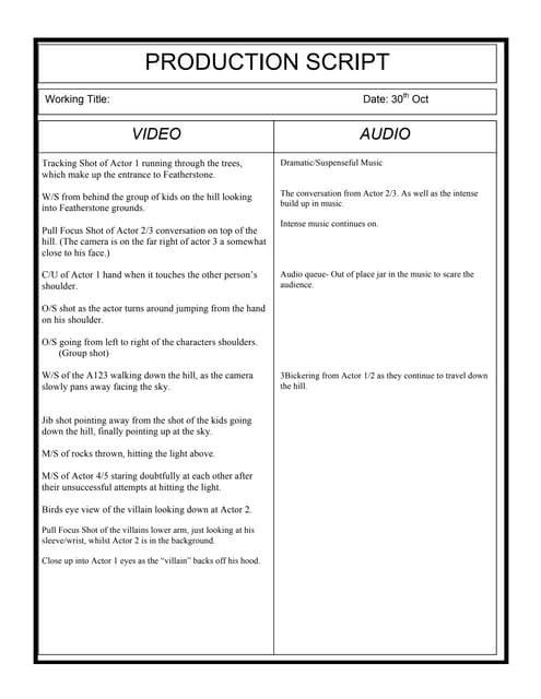 Media shooting script backstage | PDF