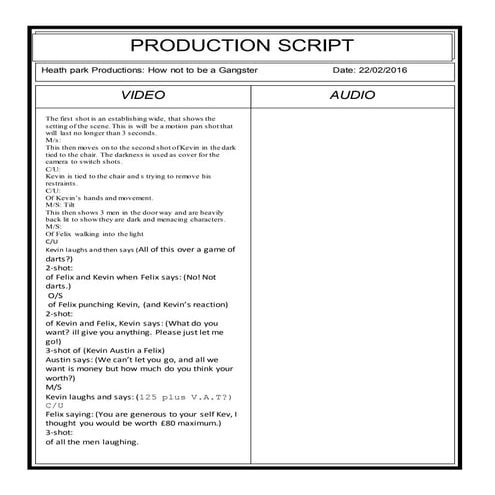 Production script ( 2 min movie) | DOCX