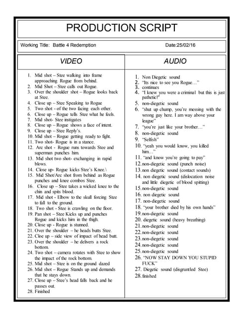 Production script brotherhood | DOCX | Screenwriting | Content Production