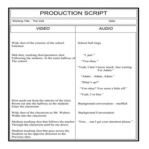 Production script page 1 | DOC