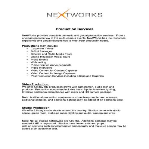 Production services final | PDF