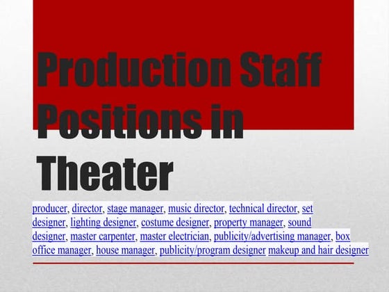 Stage manager’s responsibilities | PDF
