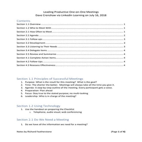 Productive 1 to 1 meetings | PDF