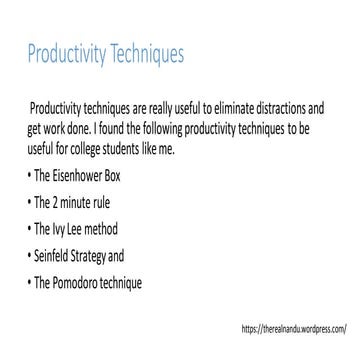 Productivity Techniques | PPT