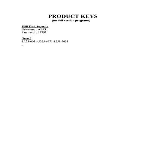 Product keys | DOC