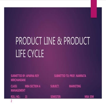 Product line & product life cycle | PPTX | Business | Business and Finance