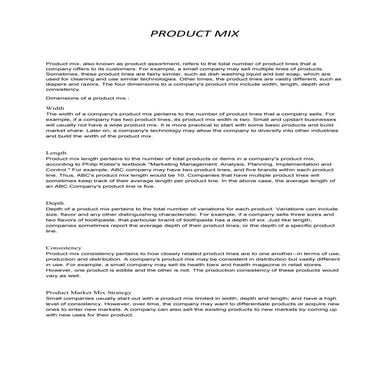Product mix | PDF