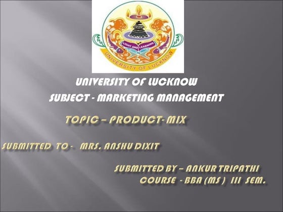 Product Line and Product Mix decisions | PPTX