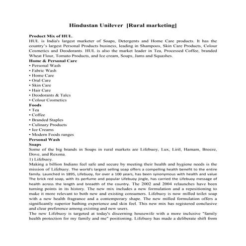 Product mix of hll | DOCX