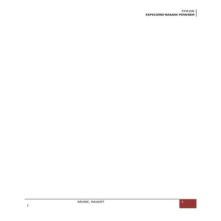 Product project report on rasam powder | DOCX