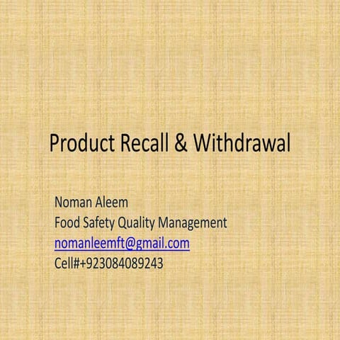 Product recall & withdrawal | PPTX