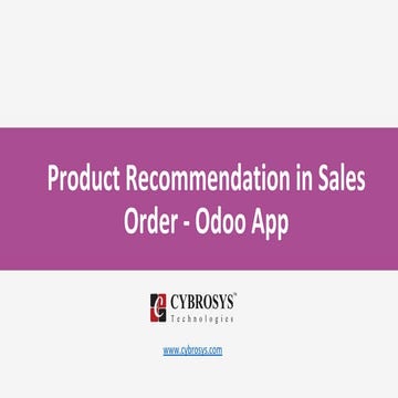Product Recommendation in Sales Order - odoo app | PPT