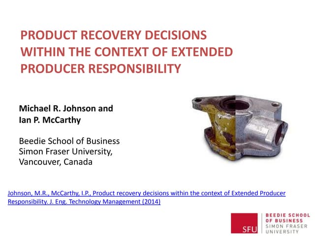 Product recovery decisions within the context of Extended Producer ... Product recovery decisions within the context of Extended Producer ...