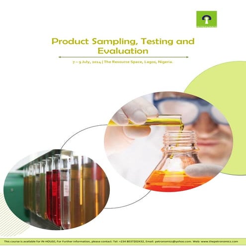 Product Sampling, Testing and Evaluation, Lagos | PDF