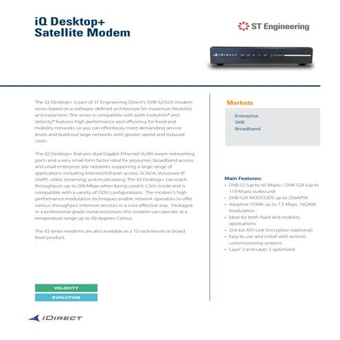 Product Sheet iQ Desktop Plus Satellite Modem | PDF