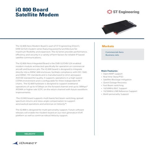 Product Sheet iQ800 BoardSatellite Modem | PDF
