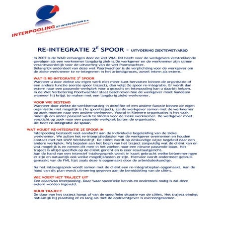 Productsheet re integratie 2 e spoor | DOCX