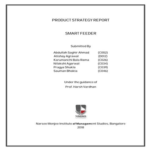 Product Strategy Report for Smart Feeder | PDF
