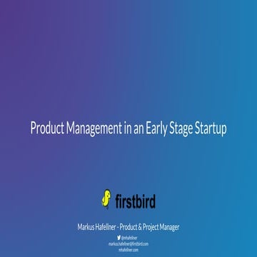 ProductTank Vienna #8 - Product Management in an Early Stage Startup | PPTX