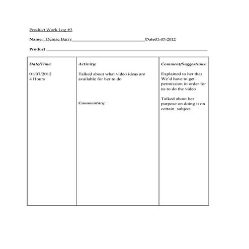 Product Work Log #3 | PDF