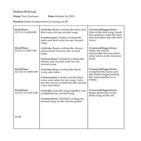 Product work log 3 | PDF