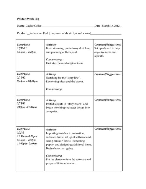 Product Work Log #1 | PDF
