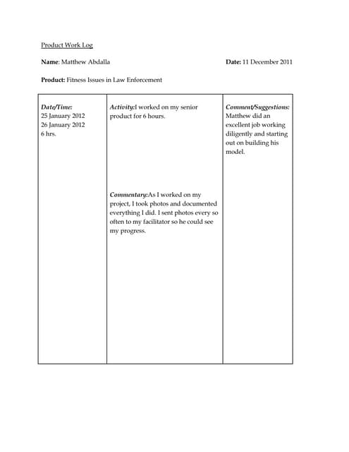 Peyton Boggs Senior Project work log | DOCX