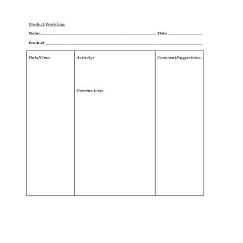 Product work log template 2011 12 | PDF