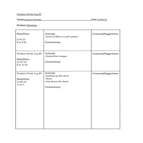 Product Work Log #4 | DOCX