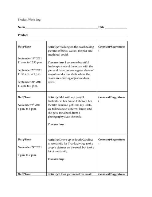 Final Product Work Log | DOCX | Documentary | Genres