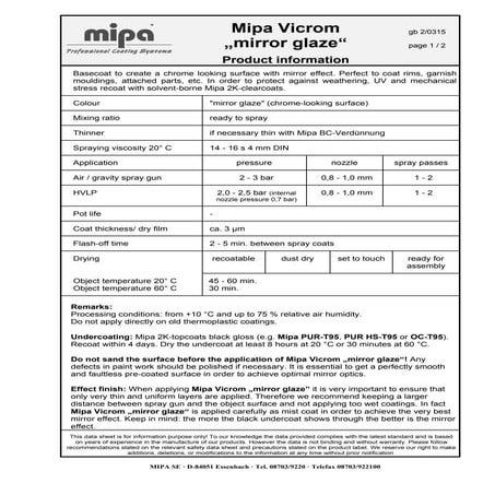 Produkt info mipa vicrom mirror glaze | PDF