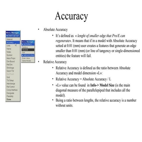 Pro/ENGINEER Accuracy | PPT | Physics | Science