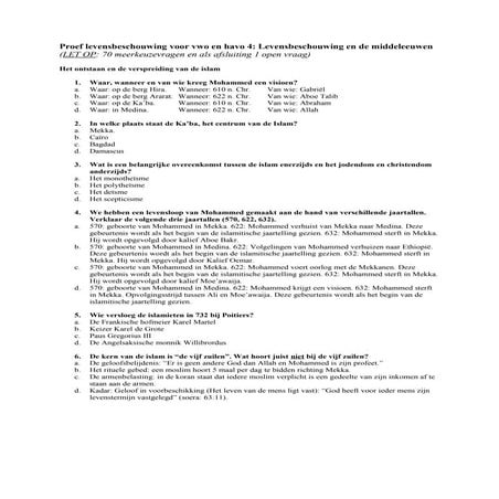 Proefwerk levensbeschouwing in historisch perspectief | DOC