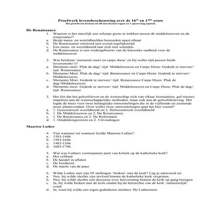 Proefwerk levensbeschouwing in historisch perspectief | DOC ...